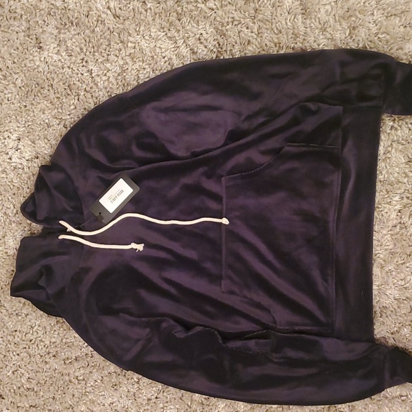 Double Zero | Tops | Nwt Double Zero S Velour Ribbed Hoodie | Poshmark